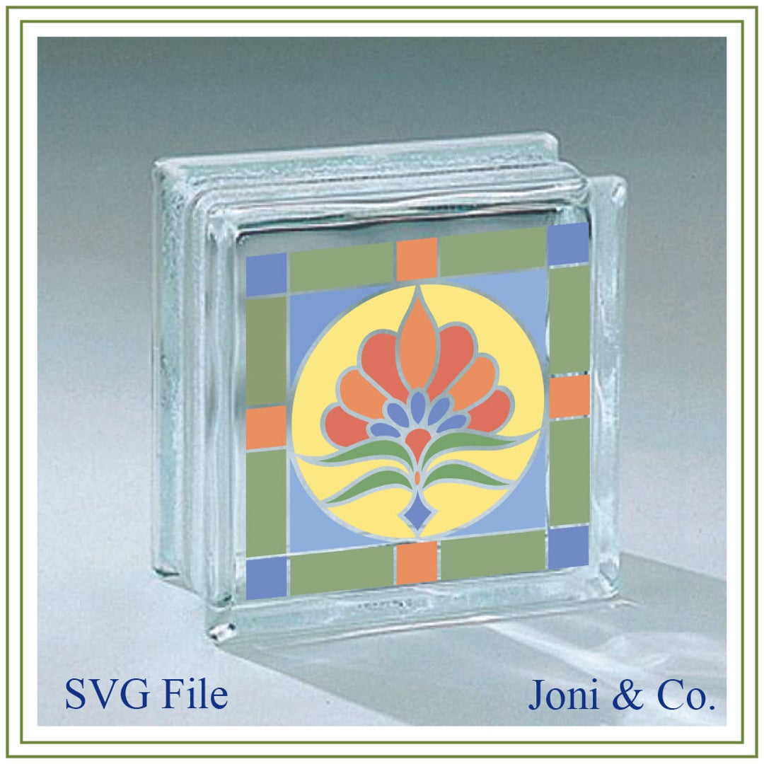 Flower Glass Block SVG, Stained Glass. Glass Block Design, SVG File ...