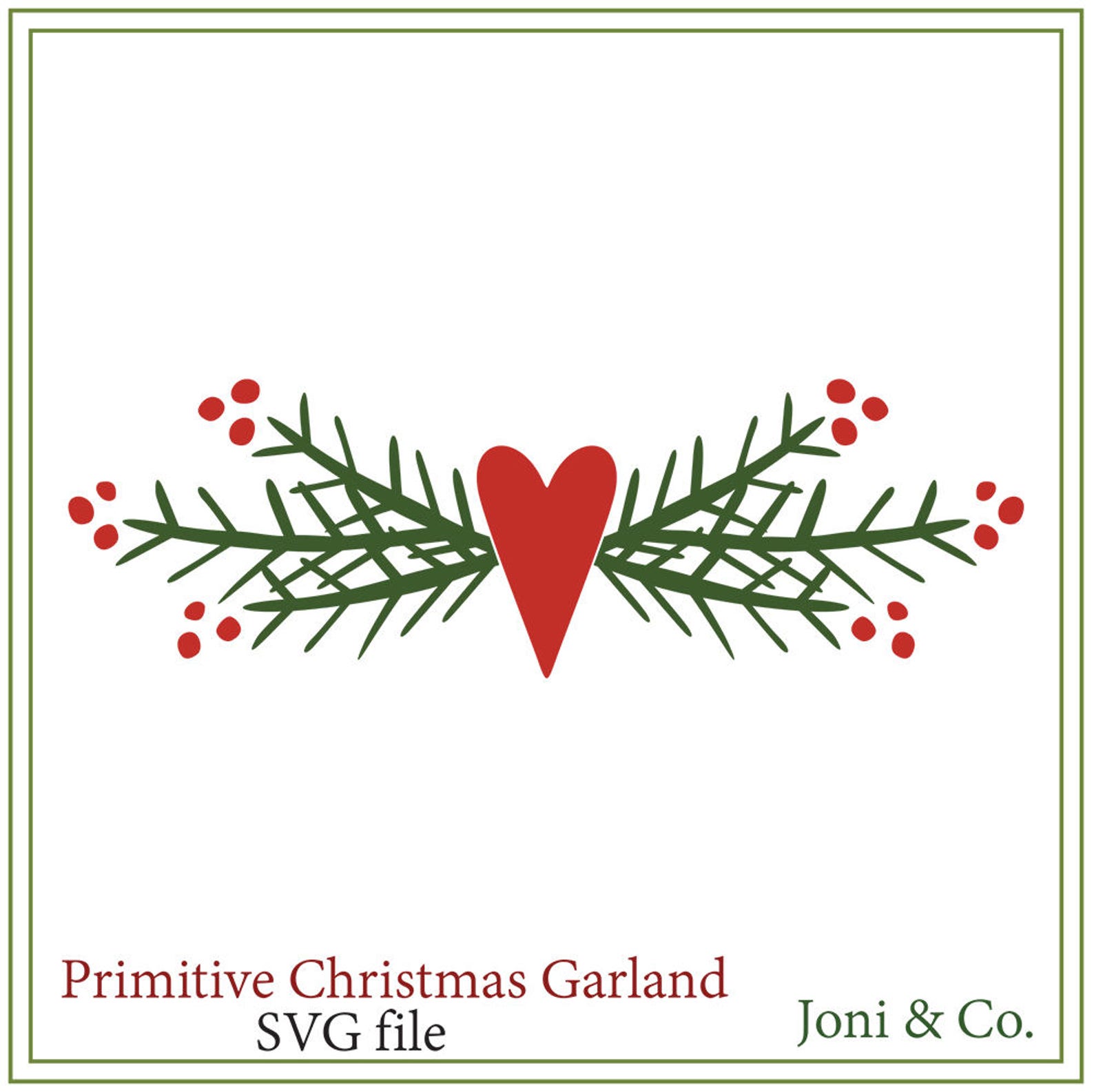 Primitive Christmas Svg Primitive Garland Svgchristmas | Etsy