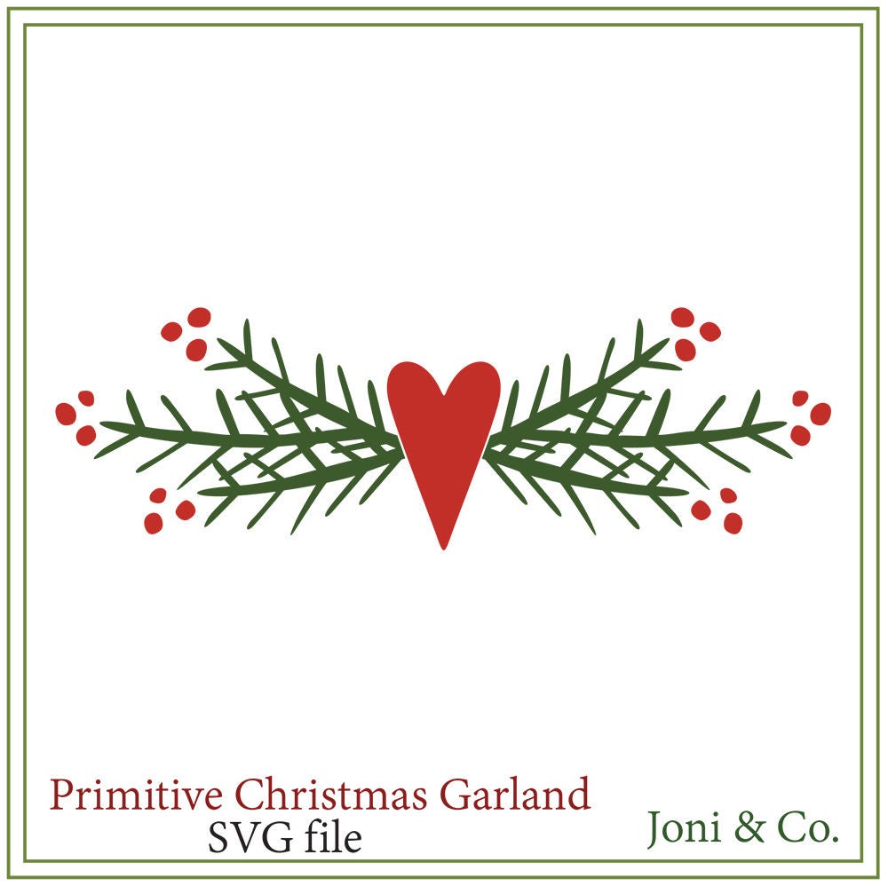 Primitive Christmas Svg Primitive Garland Svgchristmas | Etsy