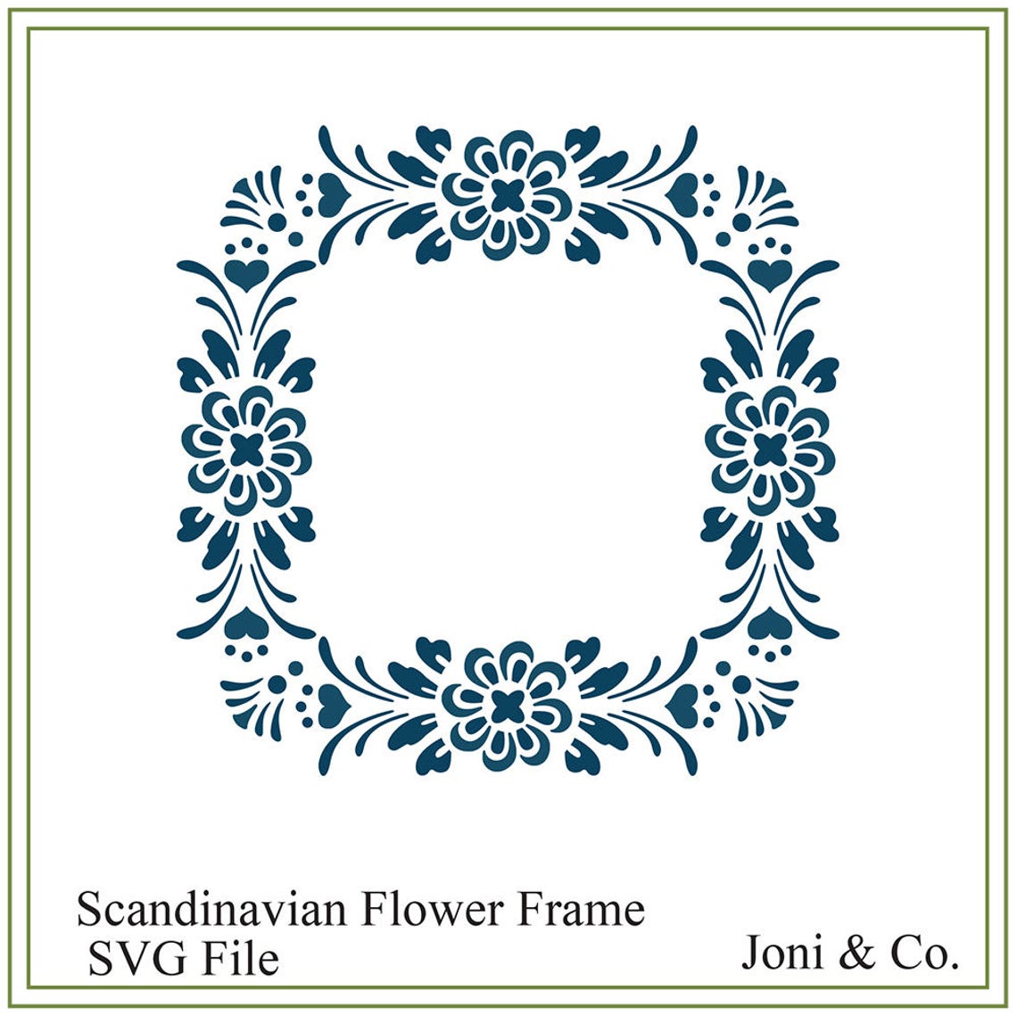 Scandinavian Flower Frame SVG, Rosemaling, Swedish Folk Art Svg ...