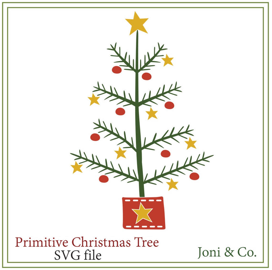 Primitive Christmas Svg Primitive Tree Svgchristmas Cards - Etsy