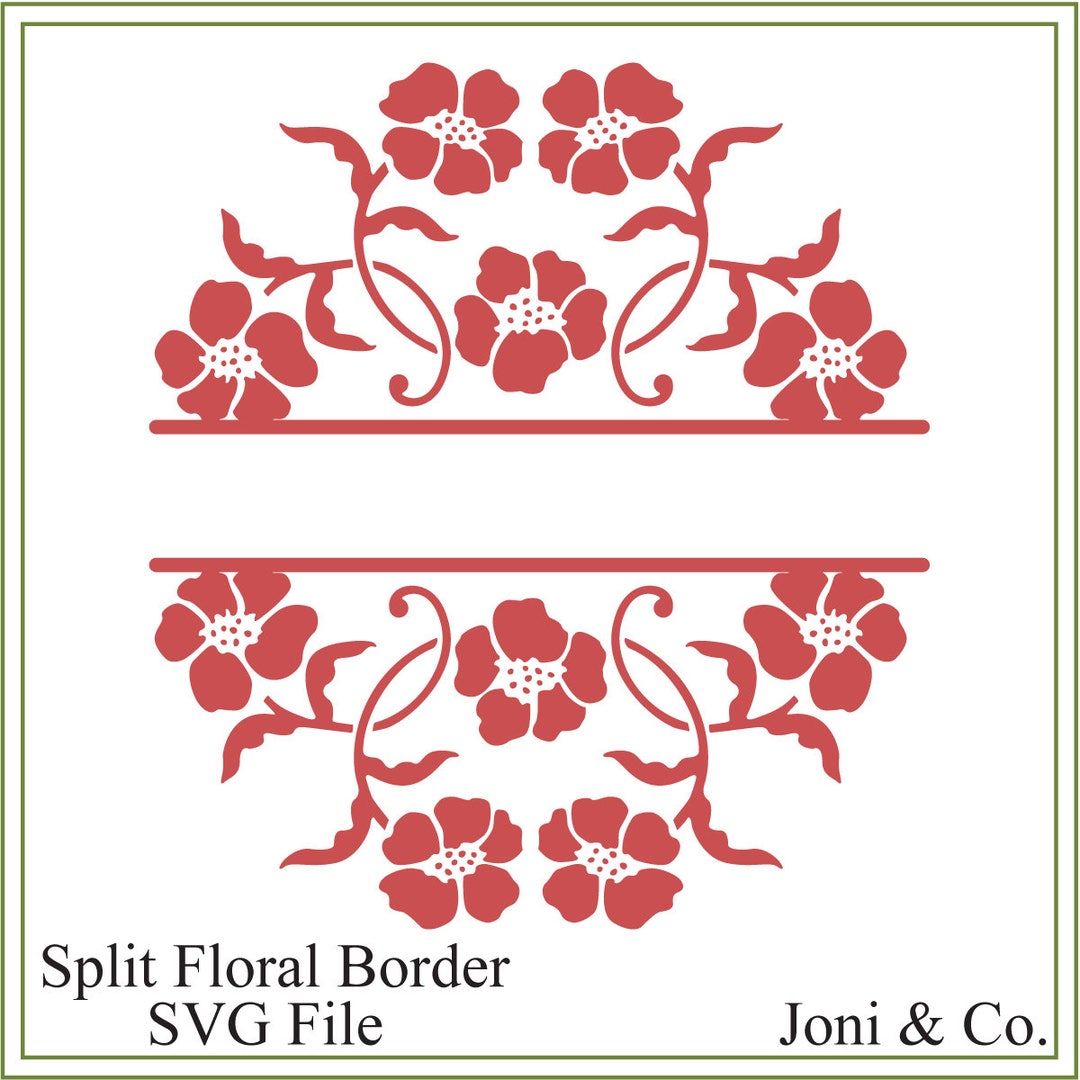 Split Floral Border Svg, Monogram Border Svg, Wedding Svg, Cards, Glass ...