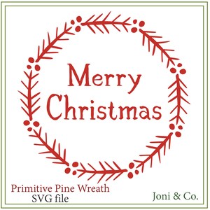 Primitive Christmas svg, Primitive Wreath svg,,,tarjetas de Navidad ...