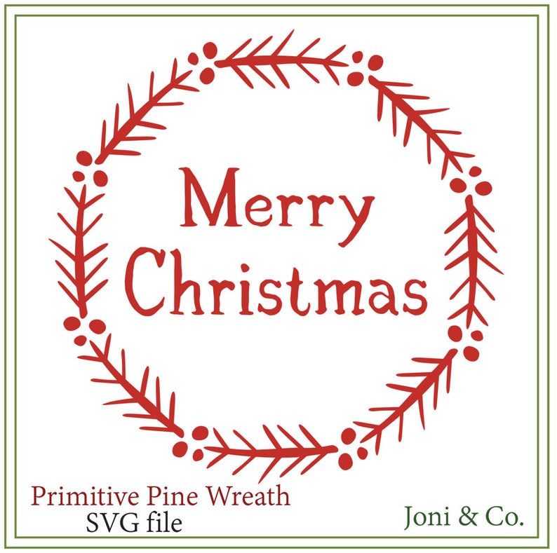 Primitive Christmas Svg Primitive Wreath Svgchristmas Cards - Etsy