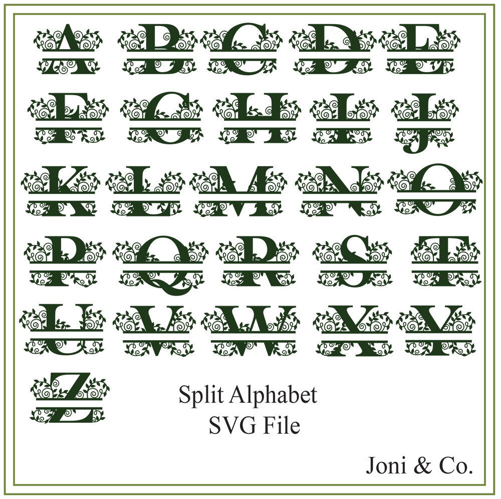 Split Alphabet Svg, Monogram Alphabet, Glass Block Alphabet, Wedding ...