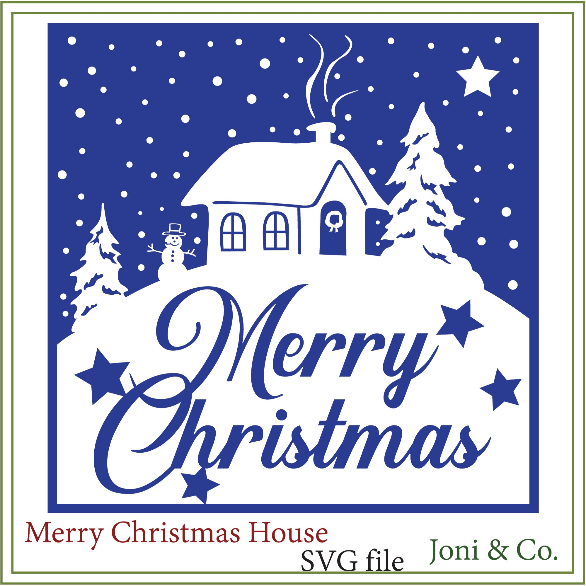 Christmas House Svg Glass Block Design SVG Printable Snow - Etsy