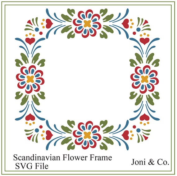 Scandinavian Flower Frame SVG Rosemaling Swedish Folk Art | Etsy