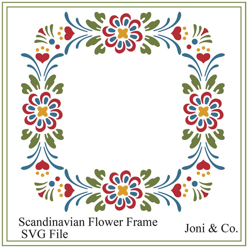 Scandinavian Flower Frame SVG, Rosemaling, Swedish Folk Art Svg ...