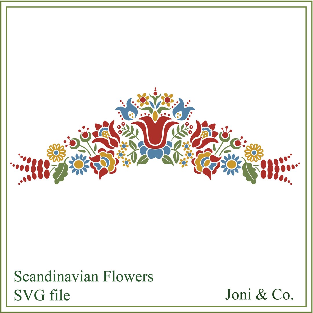 Scandinavian Flowers SVG, Rosemaling, Swedish Folk Art Svg, Vinyl ...