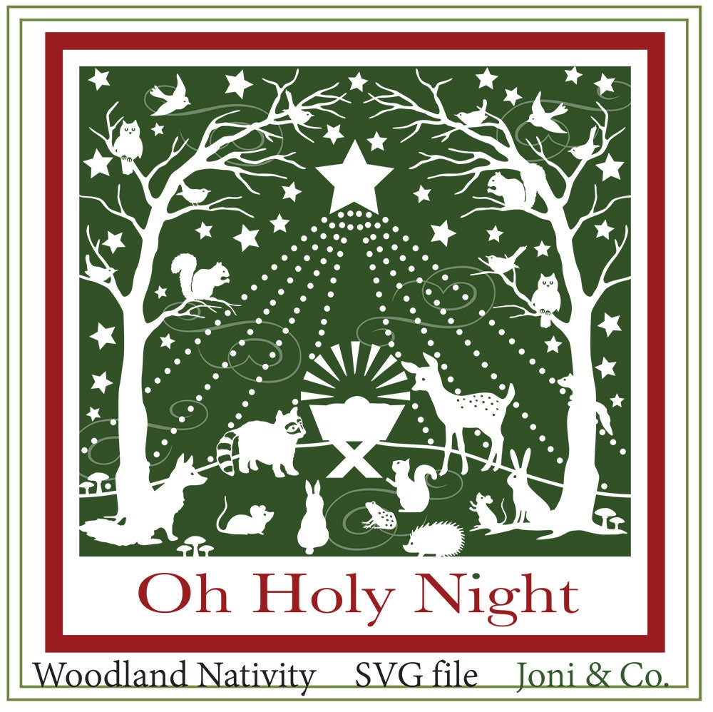 Nativity Svg Christmas Glass Block Svg Woodland Nativity Etsy