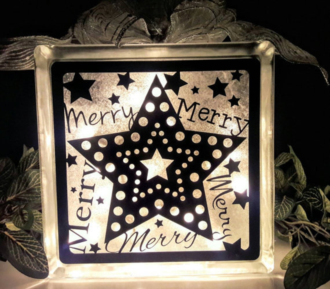 Christmas Glass Block SVG Glass Block SVG Cut File Glass | Etsy