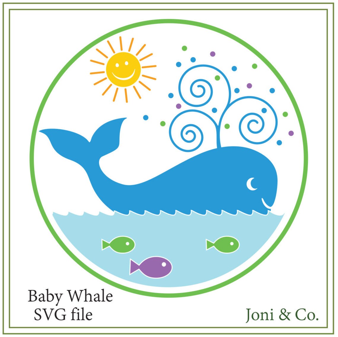 Baby Whale Instant Download Happy Whale svg glass block | Etsy