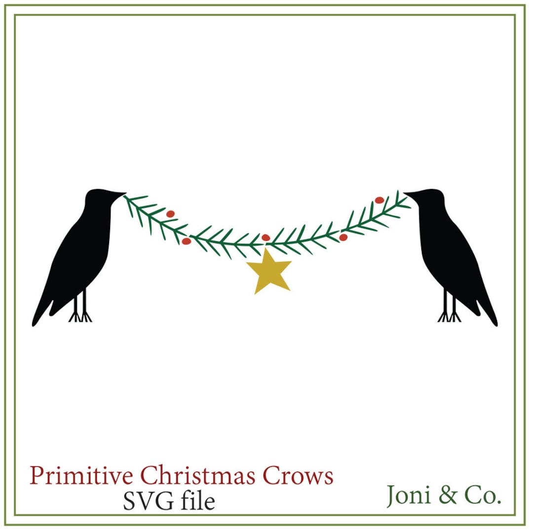 Primitive Christmas Svg, Primitive Crows Svg,christmas Cards Printable ...