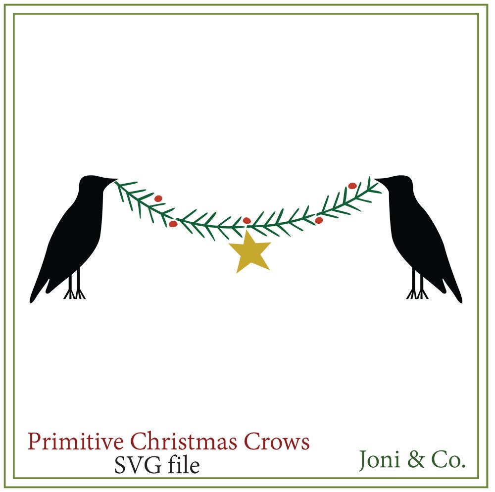 Primitive Christmas Svg, Primitive Crows Svg,christmas Cards Printable ...