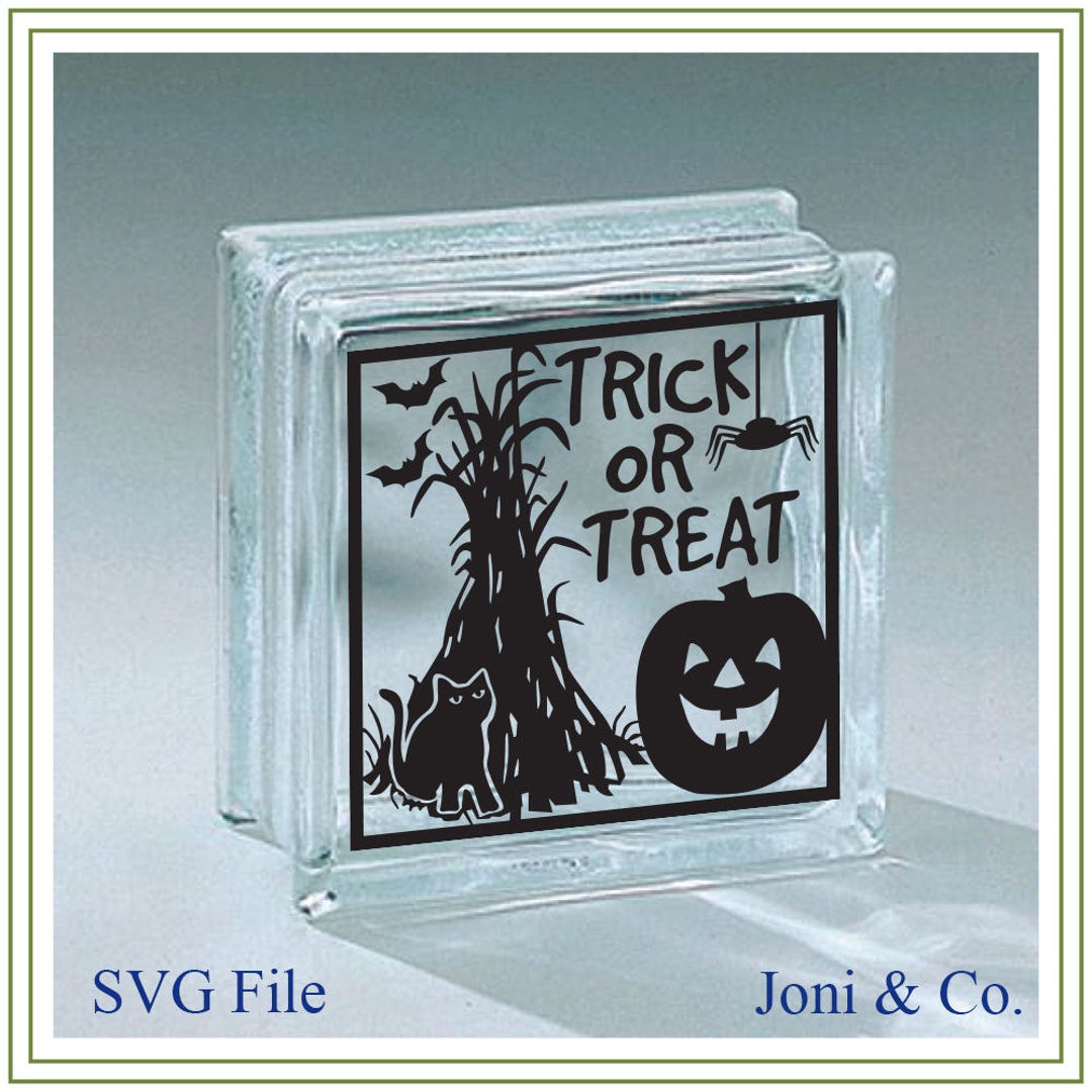 Halloween Glass Block SVG File, Pumpkin, Cat Svg, Halloween ...
