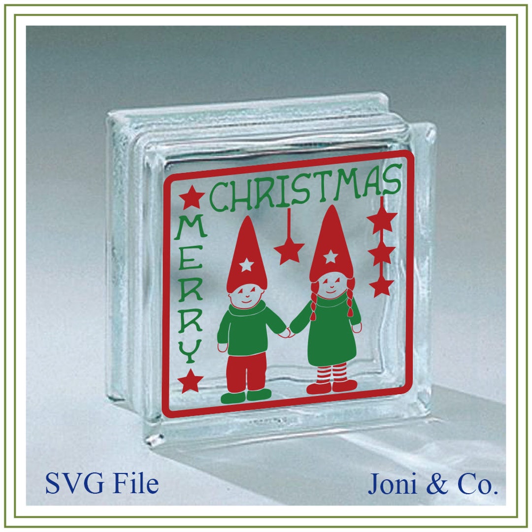 Christmas SVG File, Christmas Glass Blocks, Gnomes, Glass Block SVG Cut ...