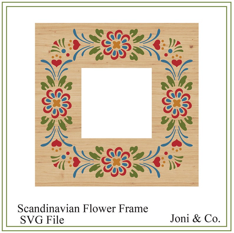 Scandinavian Flower Frame SVG, Rosemaling, Swedish Folk Art Svg ...