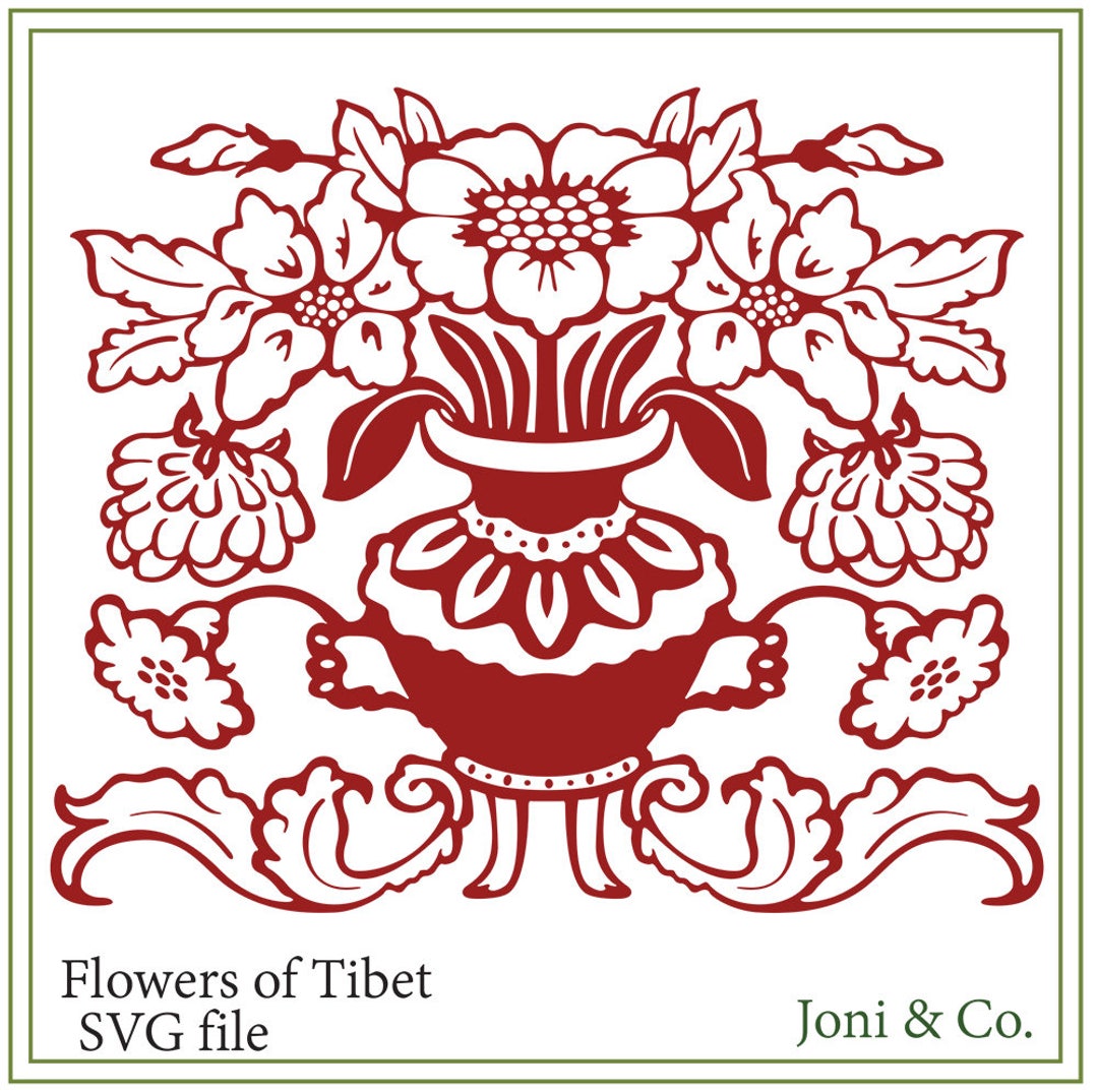 Flowers of Tibet Svg, Flower Bouquet Svg, Asian Flowers, Tibet, Flowers ...