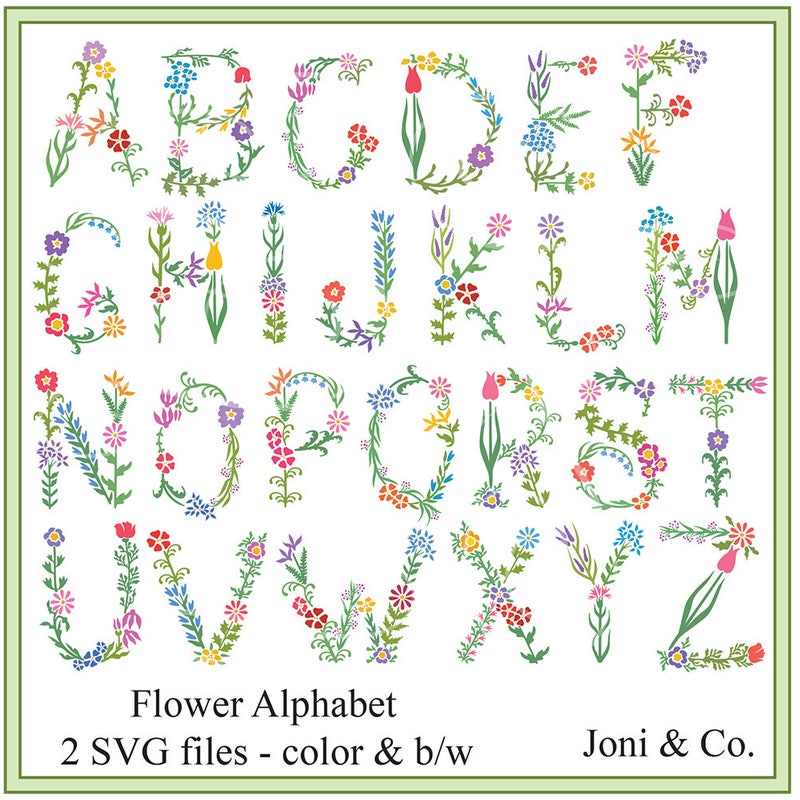 Floral Alphabet Svg - Etsy