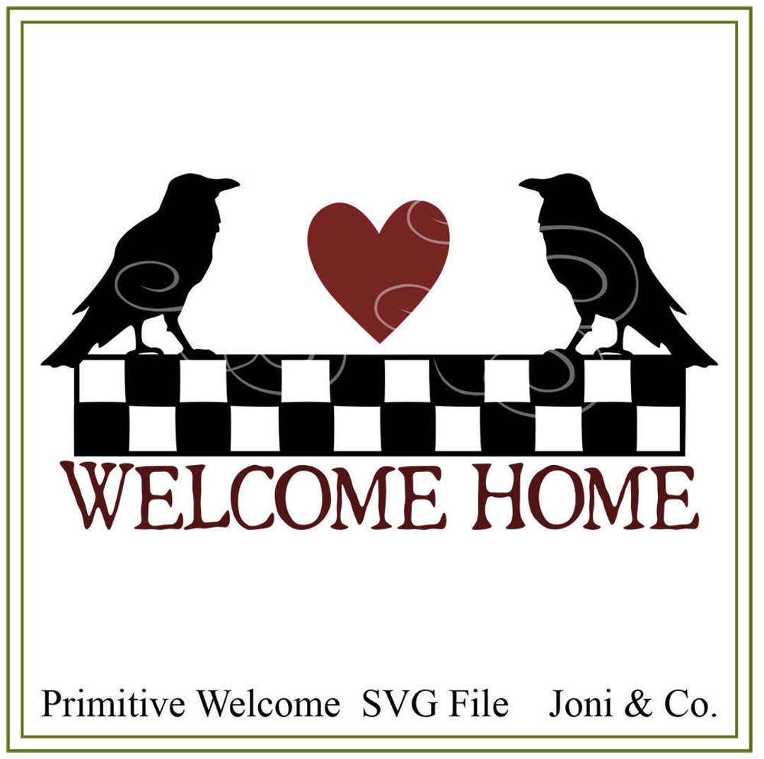 Primitive Welcome With Crows SVG File Download, Primitive SVG, Glass ...