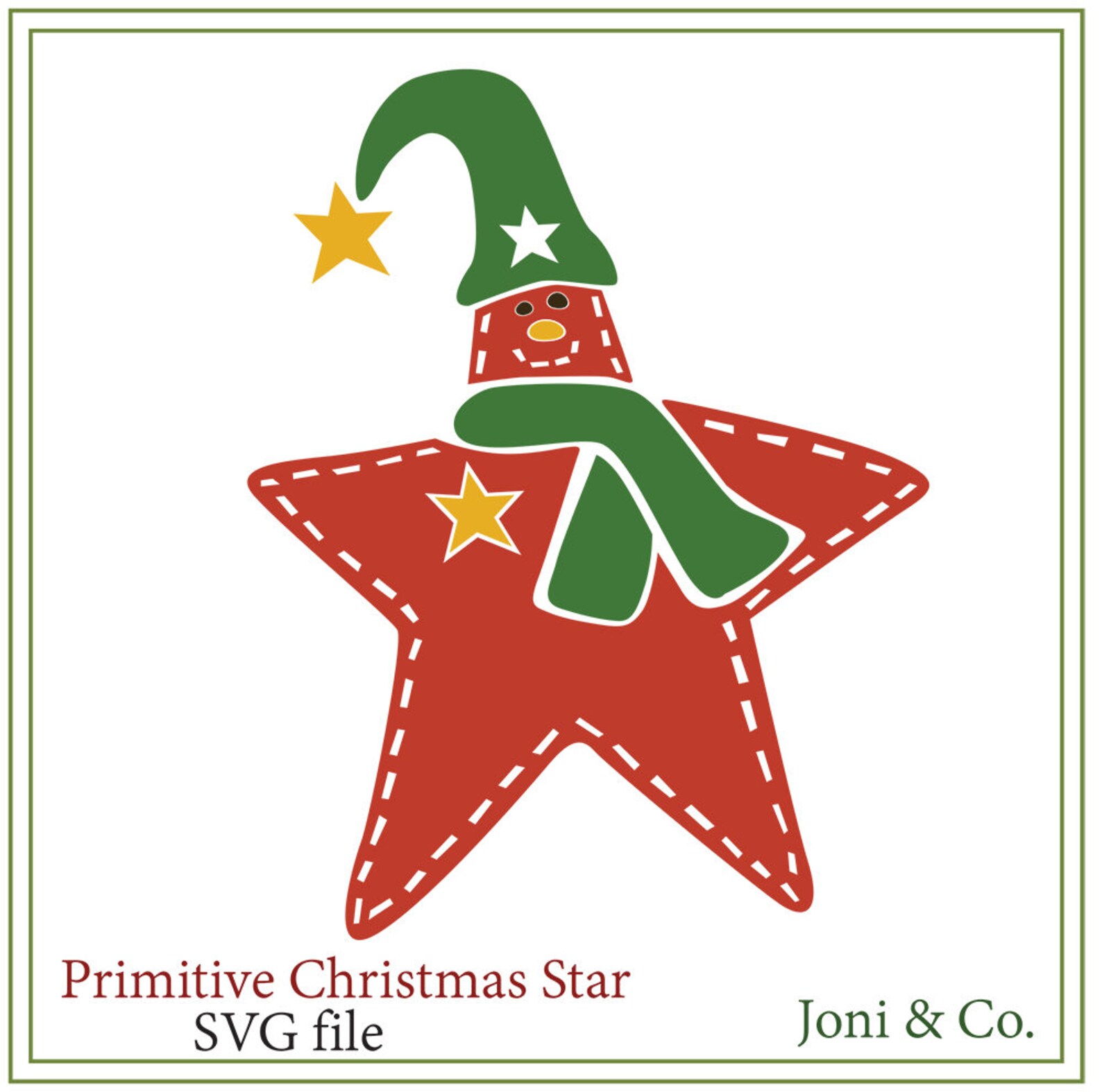 Primitive Christmas svg Primitive Star svgChristmas cards | Etsy
