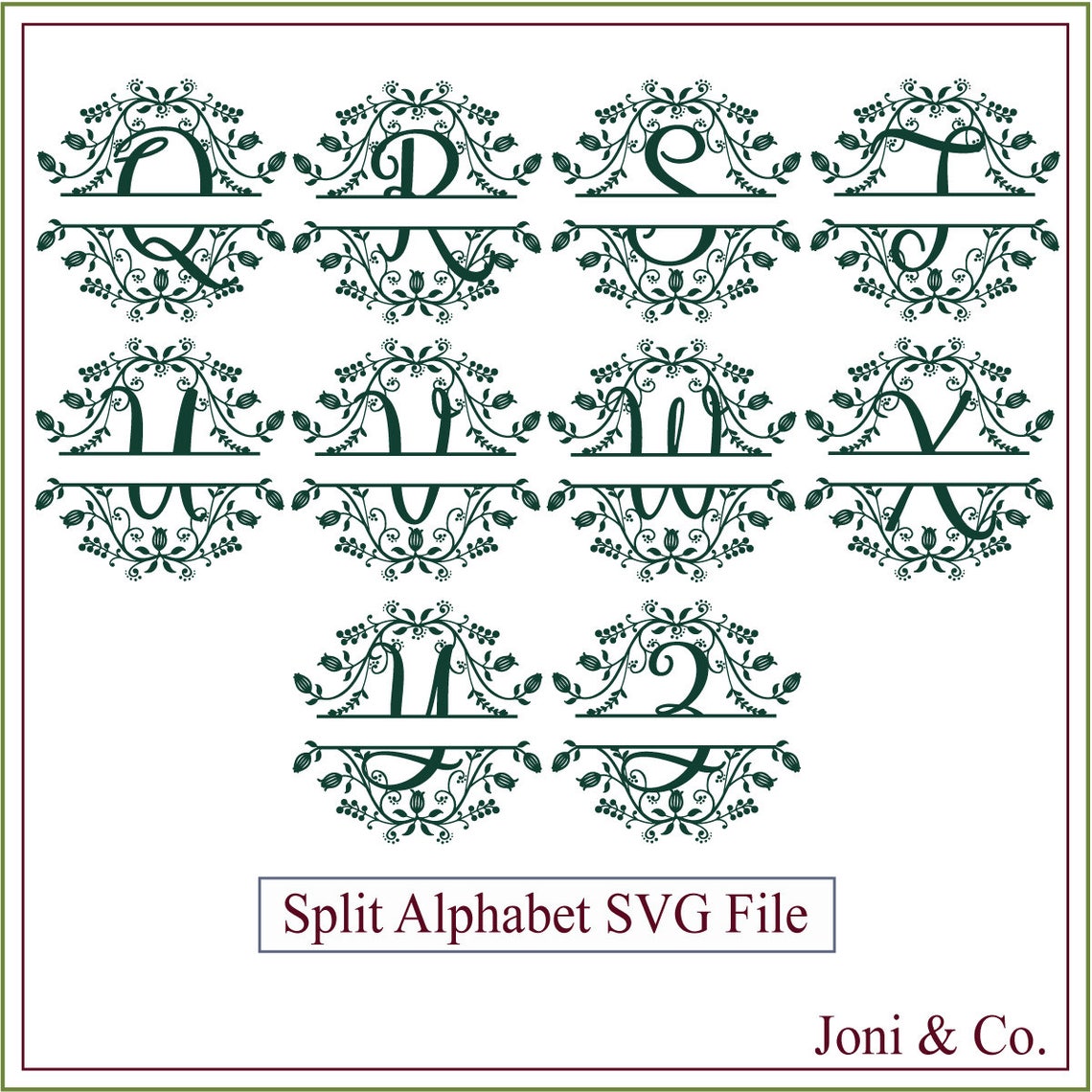 Split Floral Alphabet Svg Monogram Alphabet Flower Alphabet - Etsy