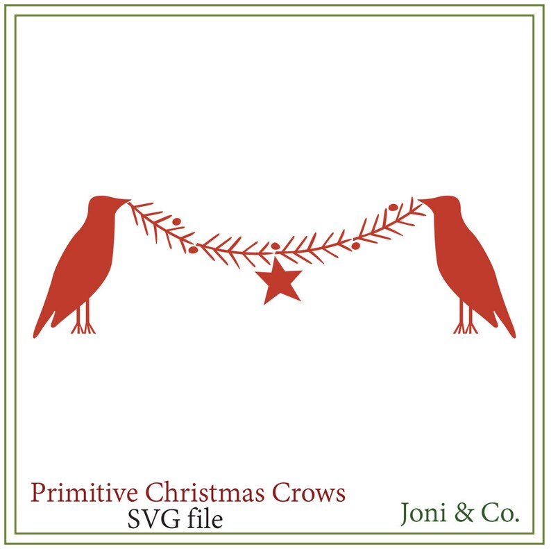 Primitive Christmas Svg Primitive Crows Svgchristmas Cards | Etsy
