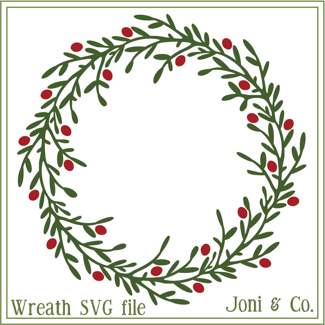 Christmas Wreath Svg, Twig and Berry Wreath Svg, Primitive Christmas ...