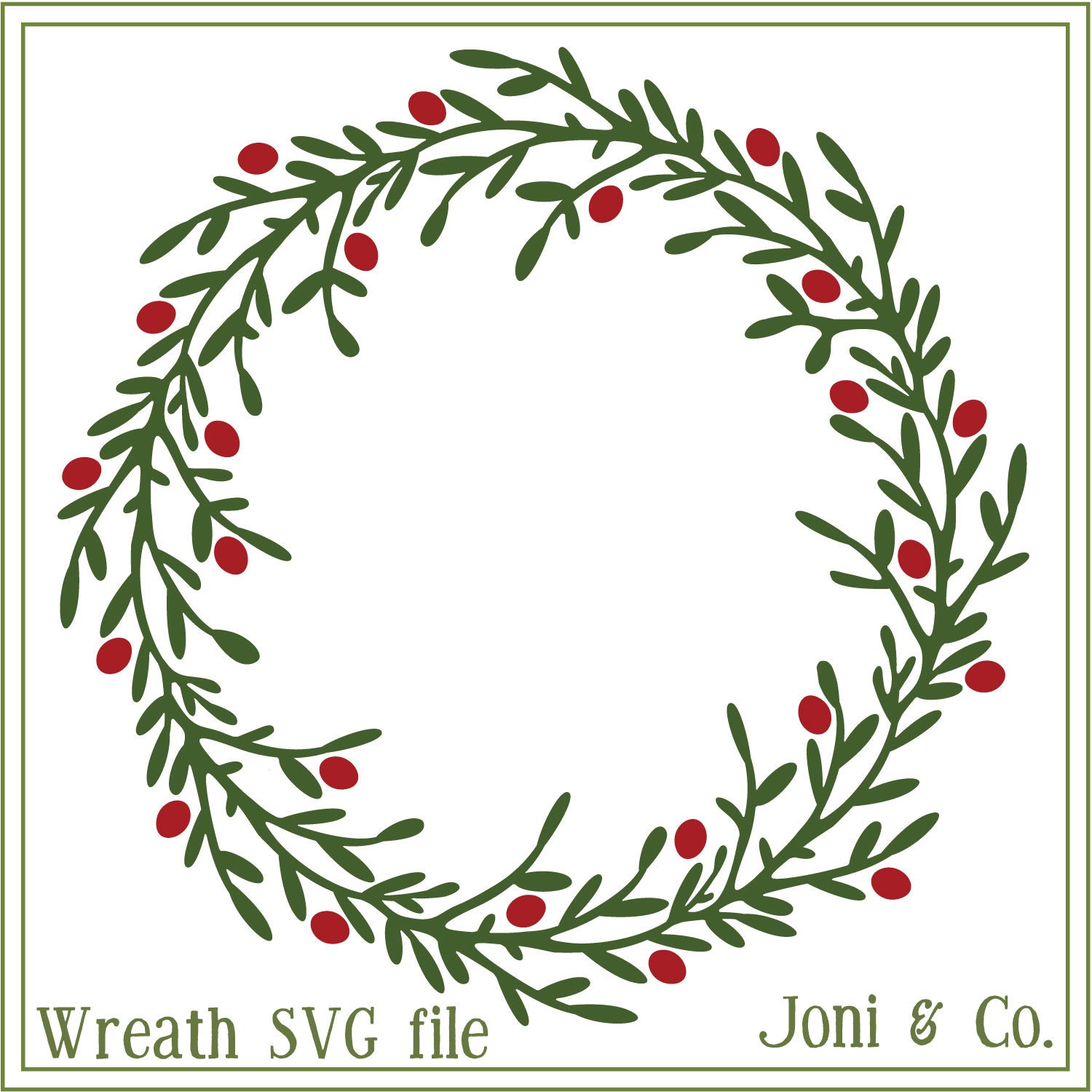 Christmas Wreath Svg Twig and Berry Wreath Svg Primitive | Etsy