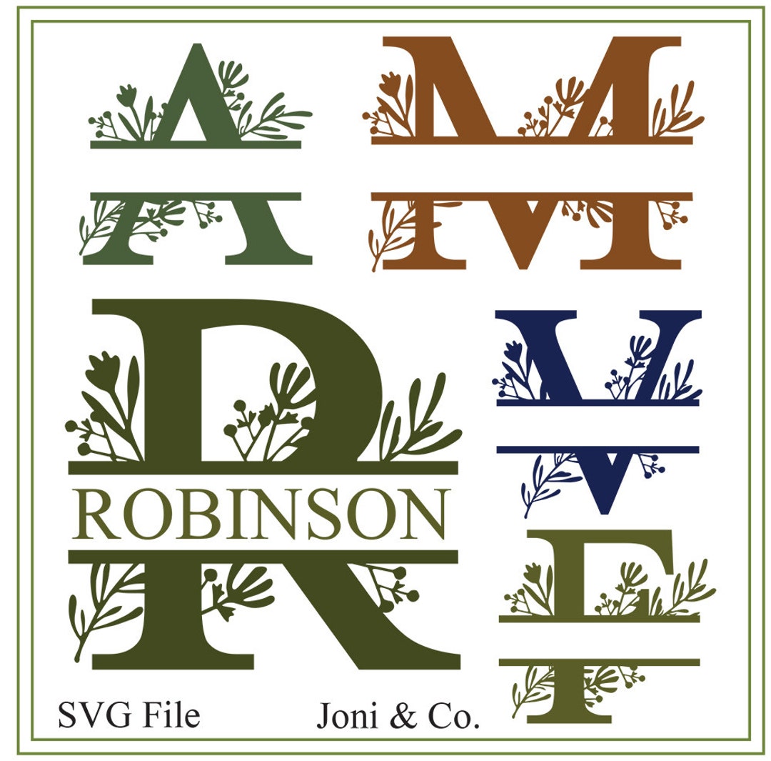 Split Alphabet Svg, SVG Monogram Alphabet, Glass Block Alphabet, Flower ...