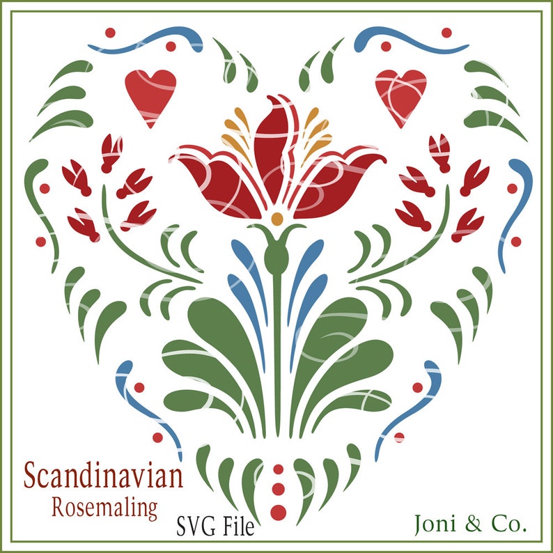 Scandinavian SVG File Rosemaling Swedish Folk Art Svg Vinyl | Etsy
