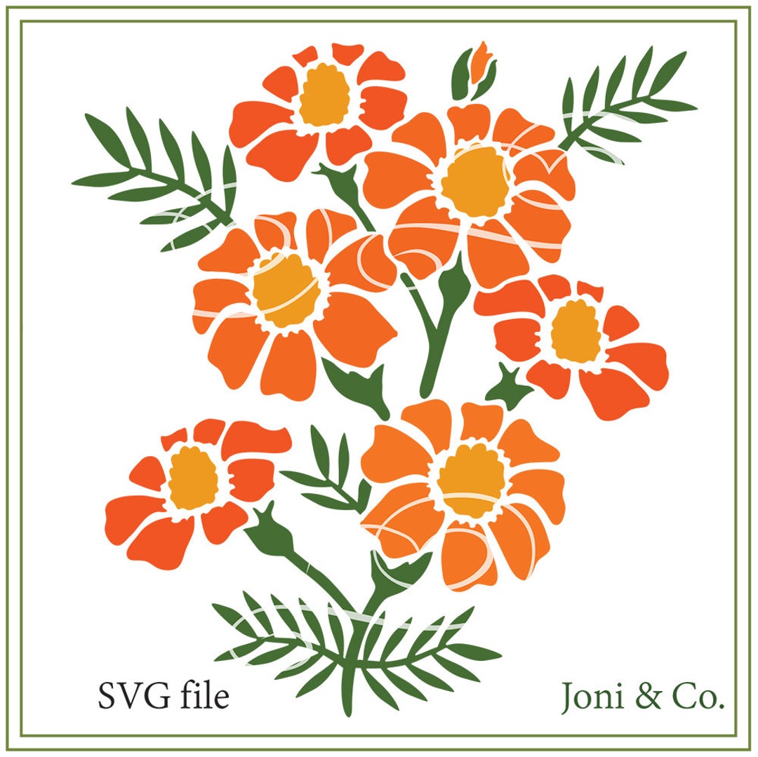 Flower SVG Cutting File, Marigold Svg, Glass Block Design, SVG File ...