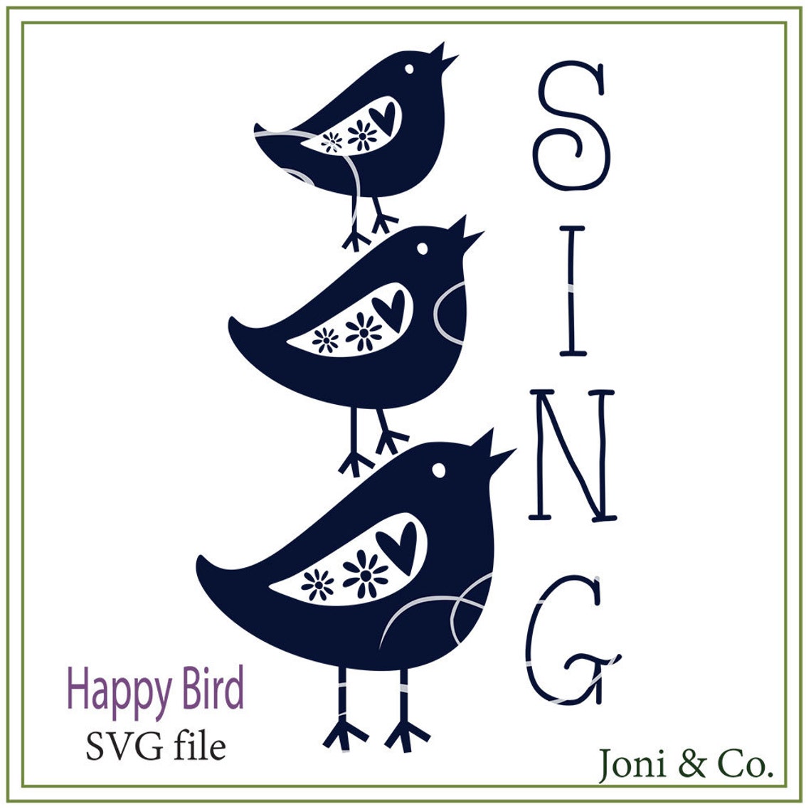 Happy Bird Instant Download Bird Svg Children's Room | Etsy