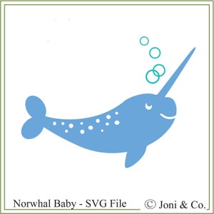 Norwhal SVG, Baby Norwhal SVG, Baby Animals, Greeting Cards, Printable ...