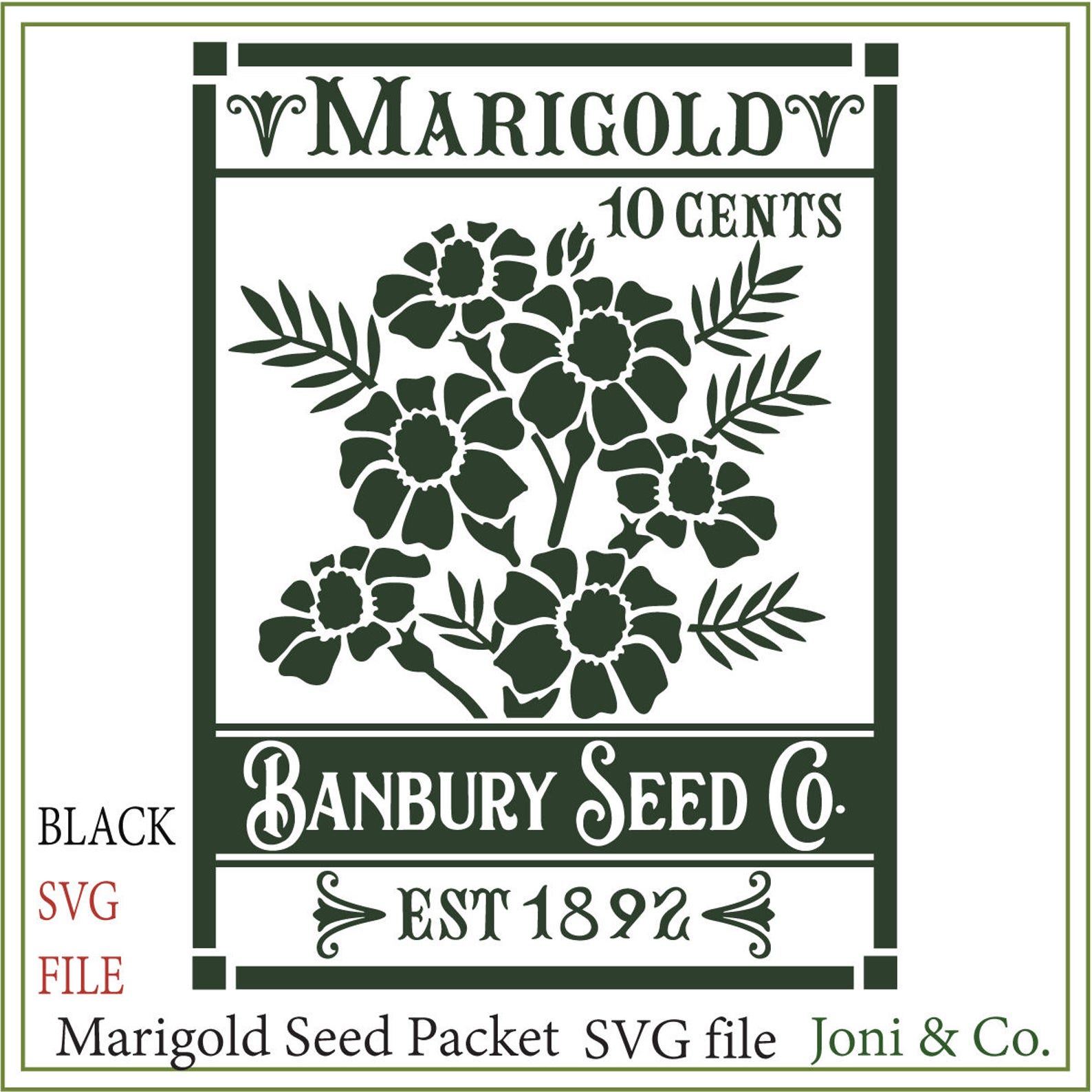 Garden SVG Marigold Seed Packet Svg Gardening Printable - Etsy