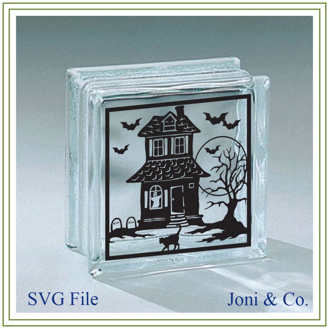 Halloween Glass Block SVG File, Haunted House Svg, Halloween ...