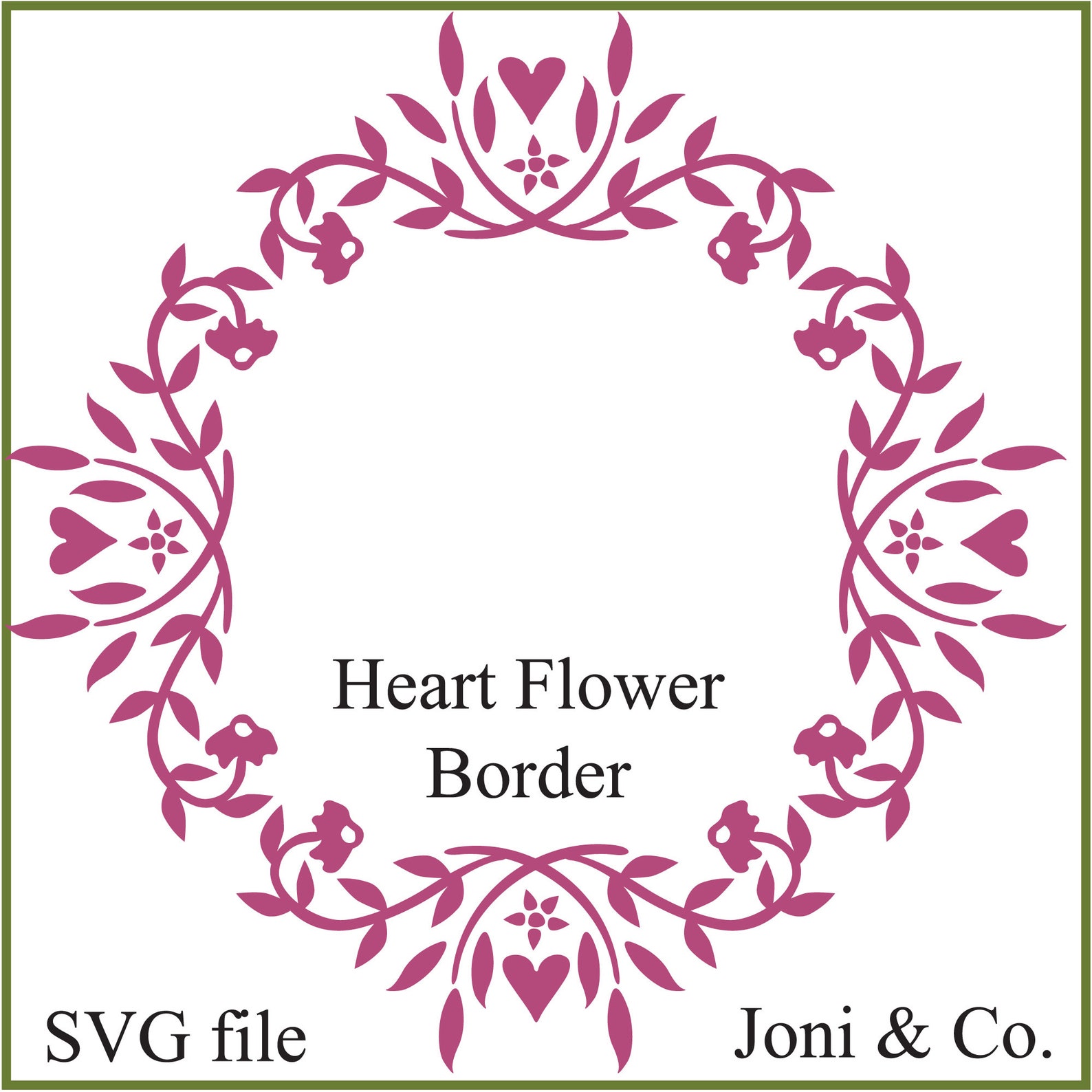 Heart Flower Border Wreath SVG Printable Cutting Iron on - Etsy
