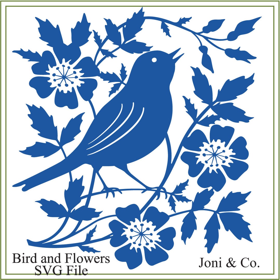 Bird SVG, Bird and Flowers Svg, Twig Svg, Glass Block Svg, Printable ...