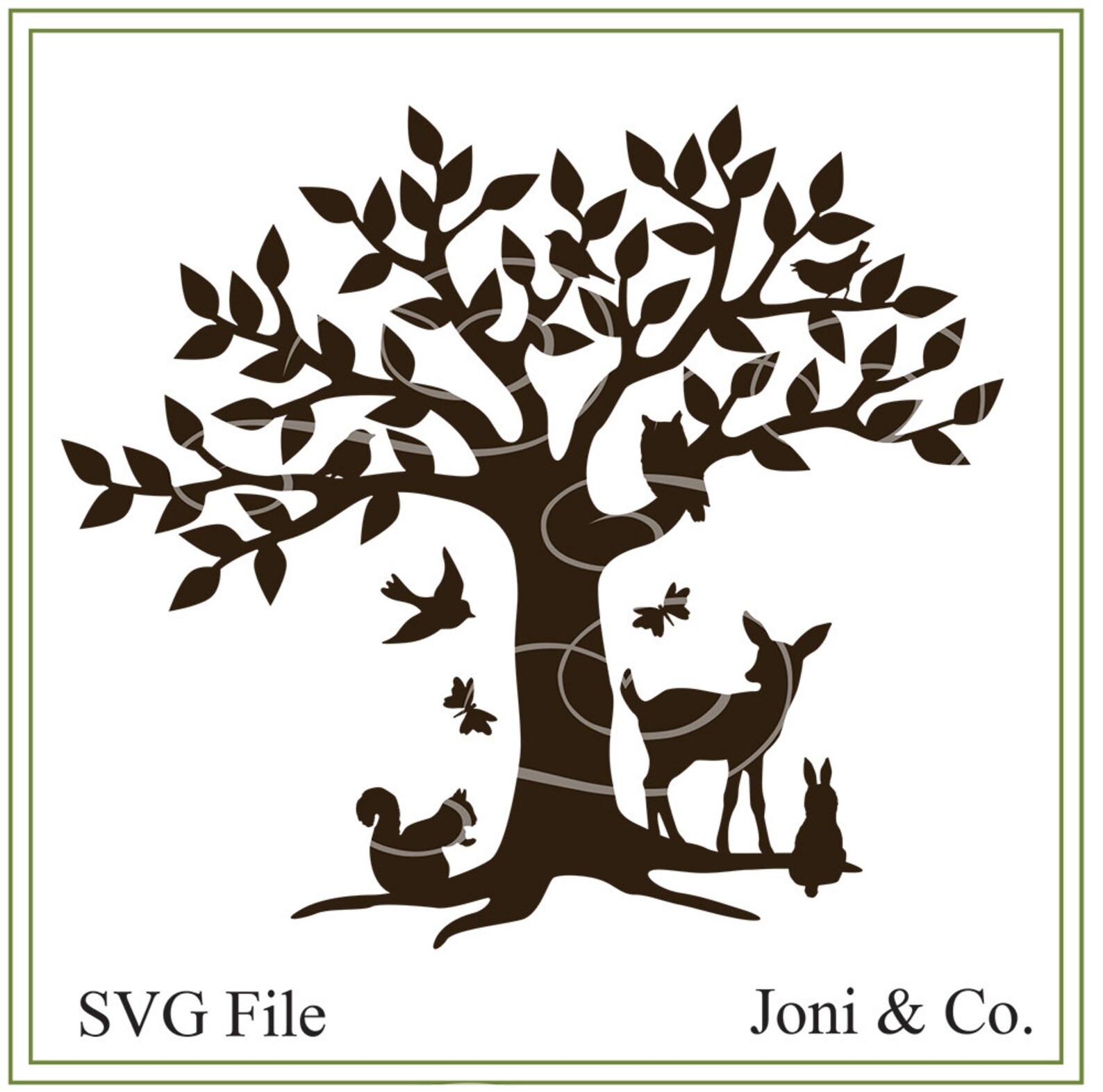 Tree SVG File, Tree With Wildlife, Animals Svg Download for Vinyl ...