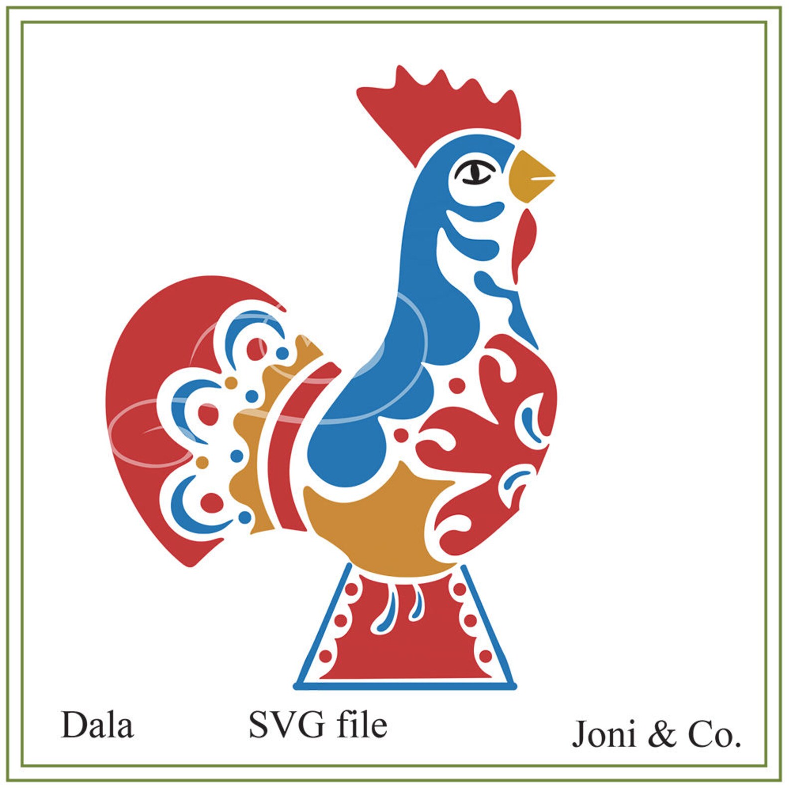 Dala Chicken SVG File Dala Roosterscandinavian Christmas | Etsy
