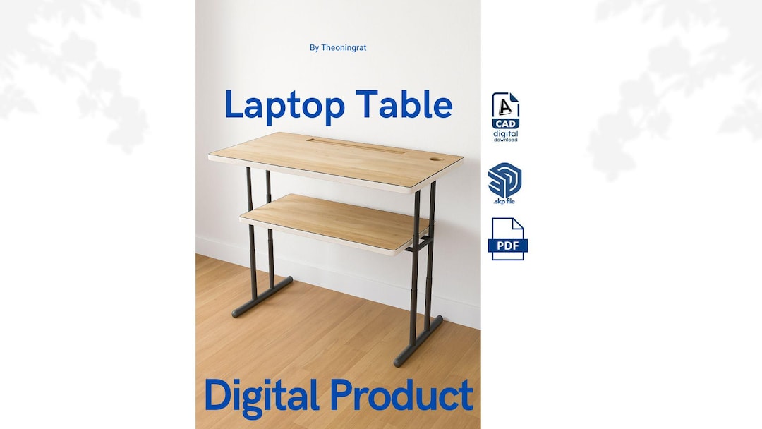 Laptop Table : Cad PDF Sketchup File - Portable Laptop Stand - Etsy UK