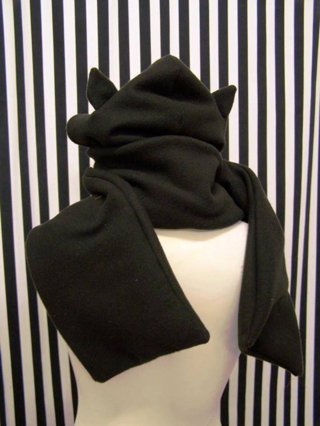 KAMPFKATZE E-SCARF Hooded Scarf With Ears DIY Cat Bear Punk Goth Dark ...