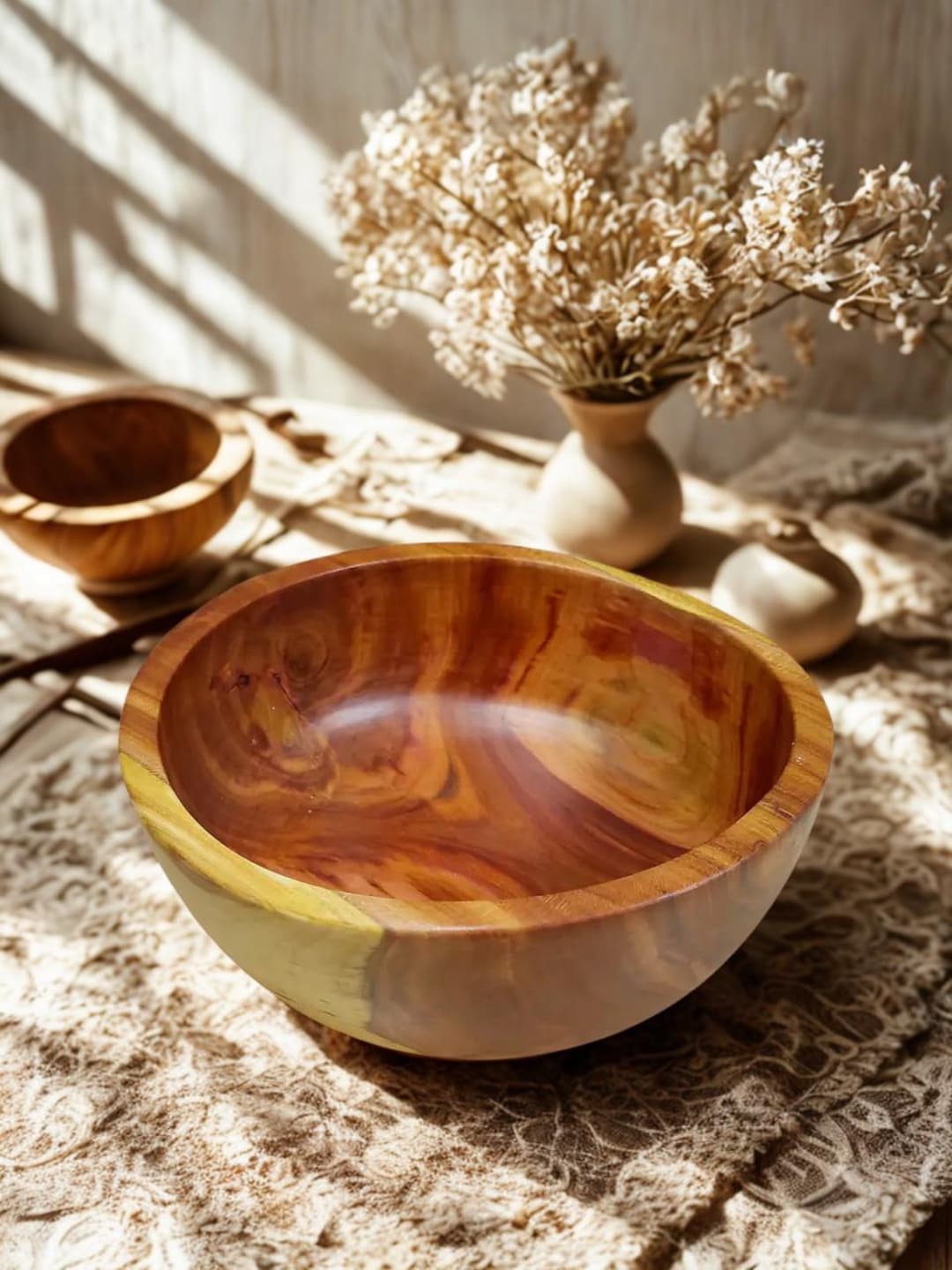 Handmade Spalted Plum Wood Bowl: Rustic Farmhouse Decor (19cm) - Etsy