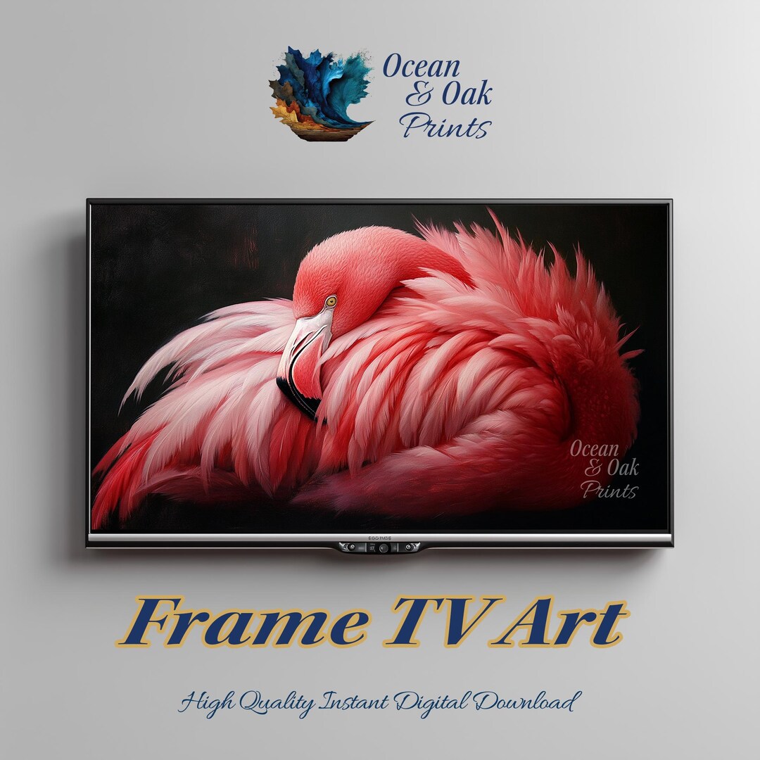 Moody Modern Flamingo Frame TV Art, Naturalistic Pink Bird Portrait ...