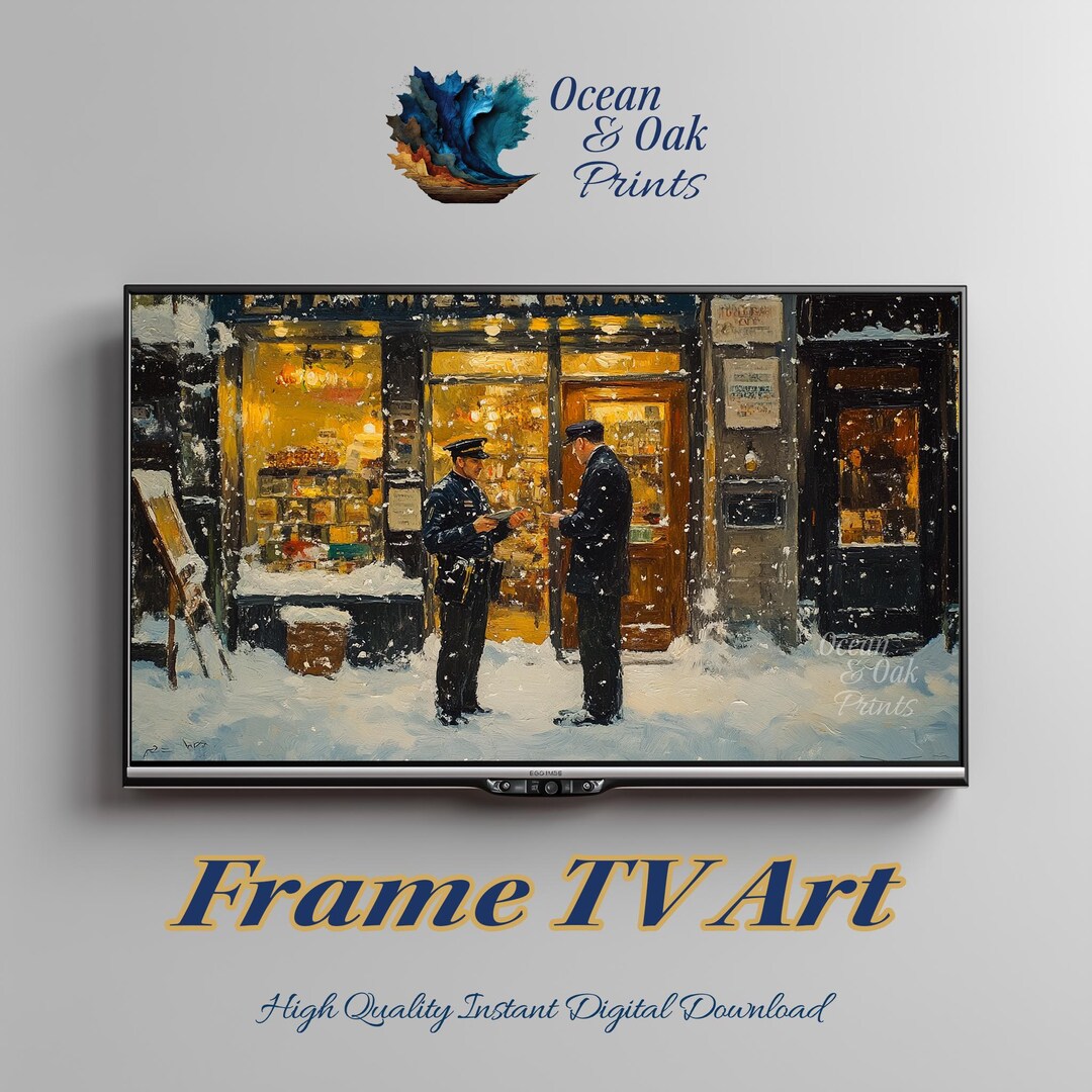 Vintage Police Officer Winter Art, Cozy Evening Scene (digital Download ...