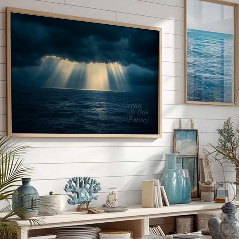 Moody Ocean Frame TV Art, Stormy Nautical Seascape (digital Download ...