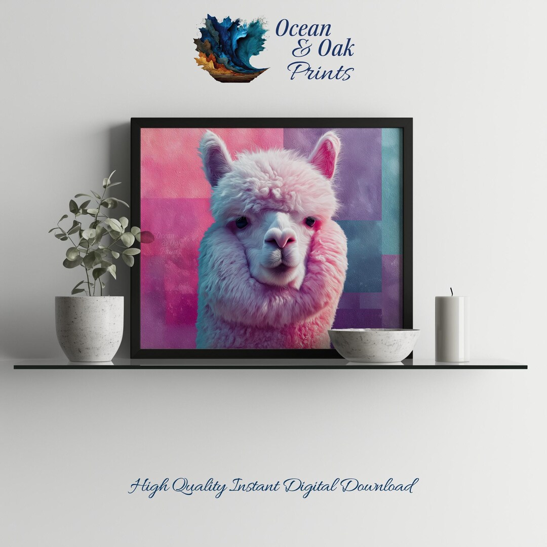 Retro Abstract Alpaca Printable - Cute Danish Pastel Style Art ...