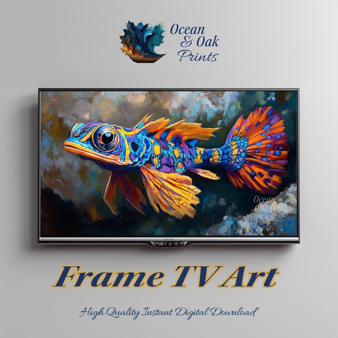 Colorful Mandarin Dragonet Frame TV Art, Tropical Fish (digital ...