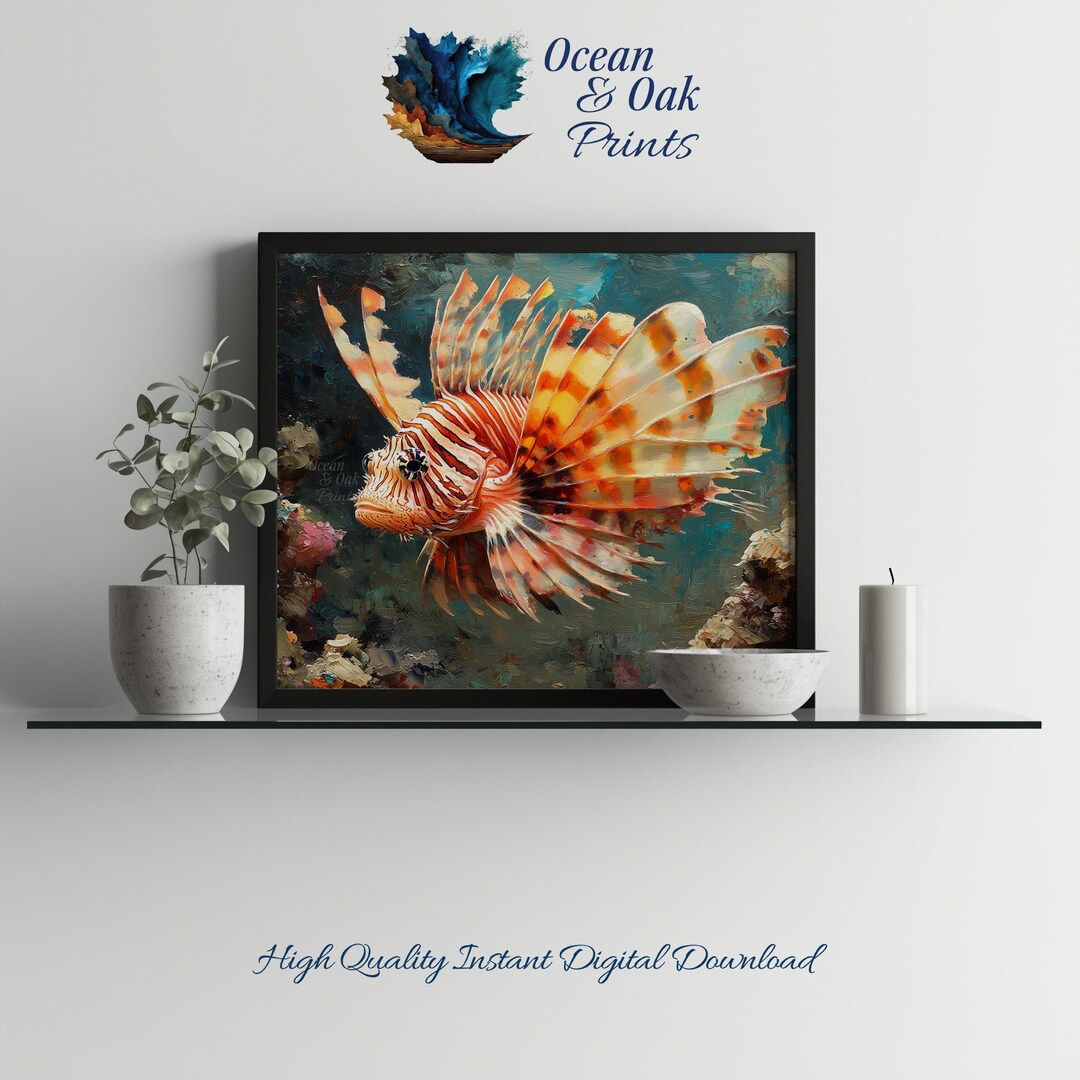 Lionfish Art Print: Vibrant Tropical Ocean Painting (digital Download ...