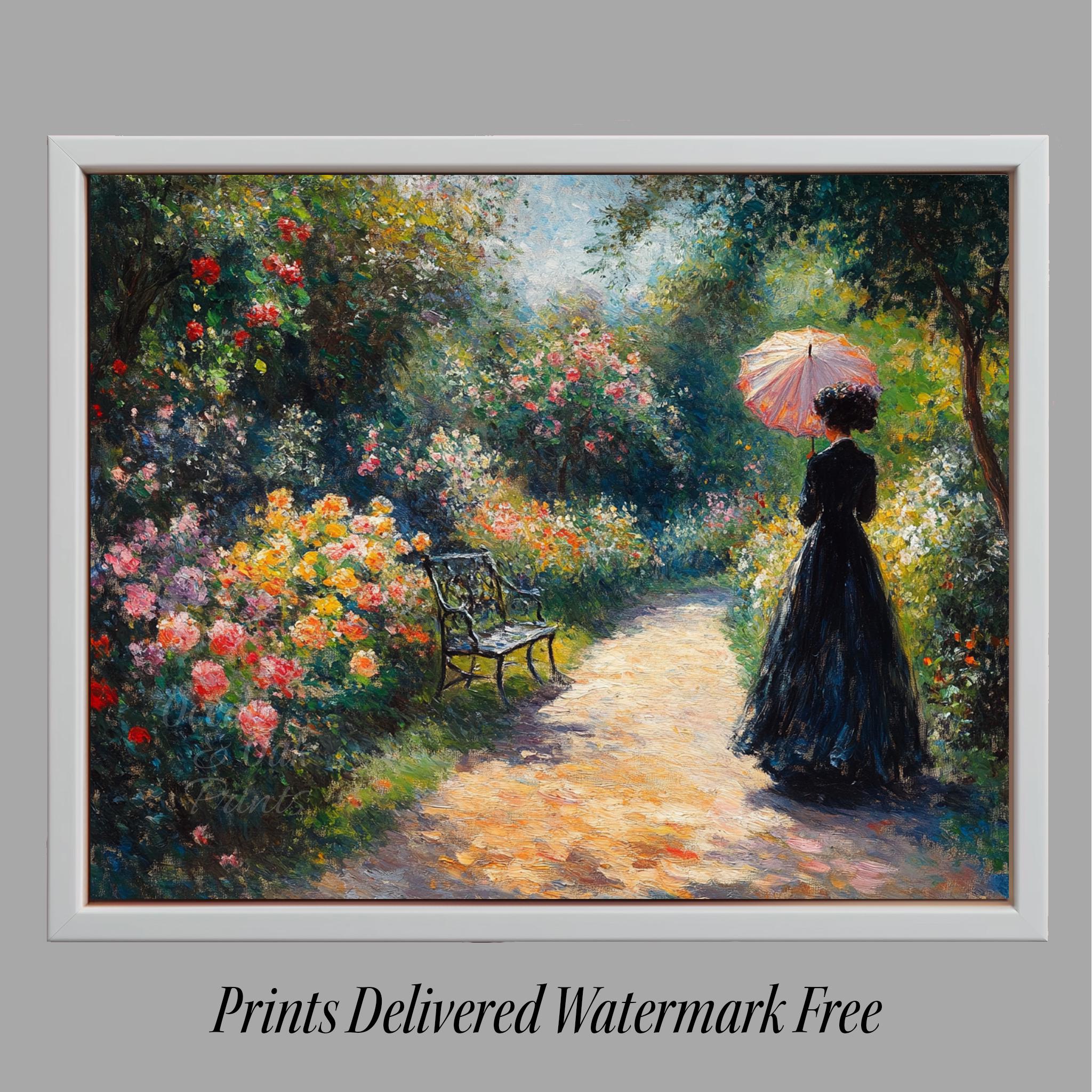 Cottagecore Garden Path Oil Painting: Vintage Floral Scene (digital ...